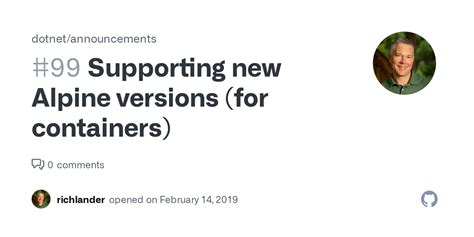 Supporting New Alpine Versions For Containers · Issue 99 · Dotnet