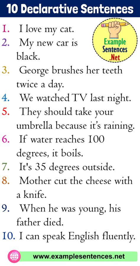 10 Example Of Declarative Sentence Definition And Example Sentences Example Sentences