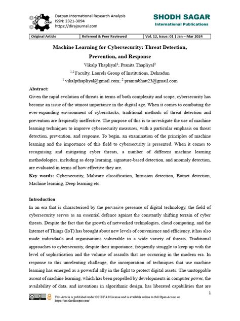Machine Learning For Cybersecurity Threat Detectio Pdf Machine Learning Security