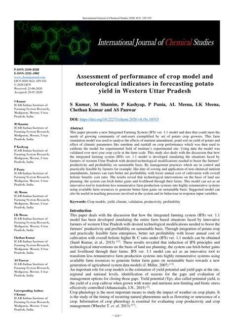 (PDF) Assessment of performance of crop model and meteorological indicators in forecasting ...