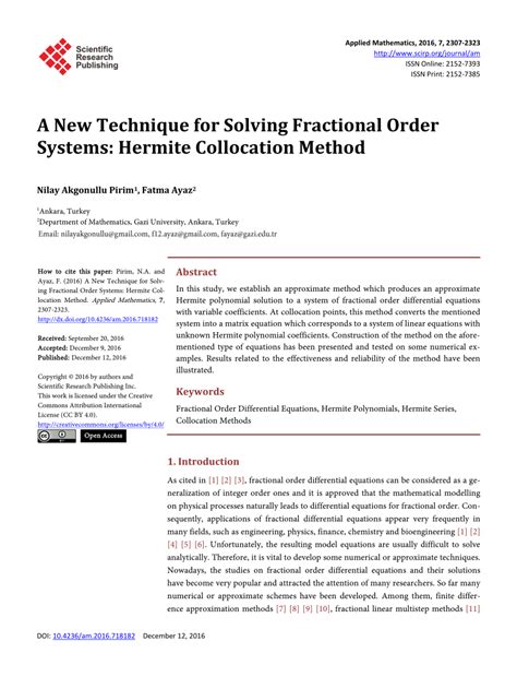 Pdf A New Technique For Solving Fractional Order Systems Hermite
