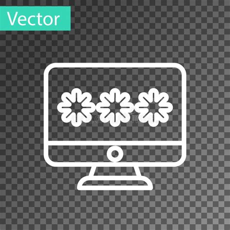 White Line Monitor With Password Notification Icon Isolated On
