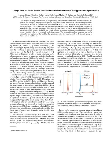 Pdf Design Rules For Active Control Of Narrowband Thermal Emission