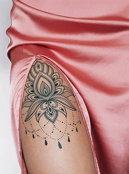 ۴۰ طرح تاتو ران پا زنانه و دخترانه شیک و زیبا آموزشگاه رز سرخ