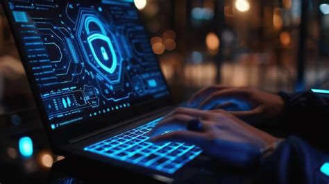 Premium Photo The Laptop With Cybersecurity Interface