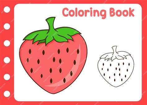 어린이를 위한 어린이 활동 게임을 위한 색칠하기 책 딸기 프리미엄 벡터