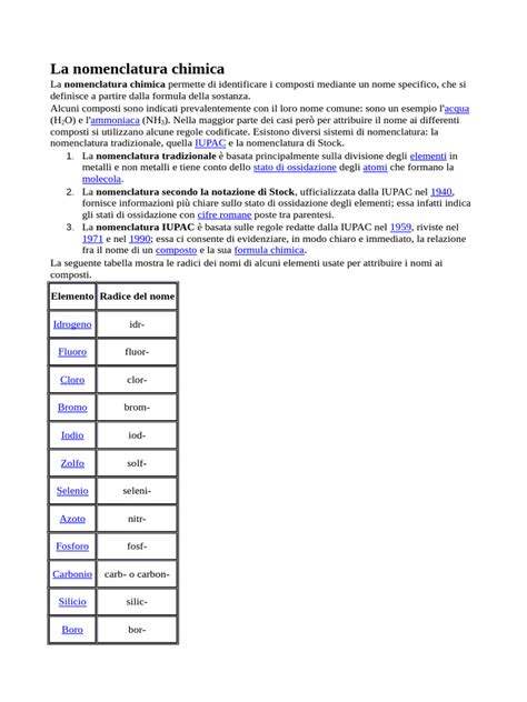La Nomenclatura Chimica Pdf