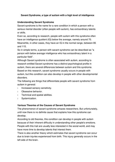 Understanding Savant Syndrome Borough Of Manhattan Community College Edubirdie