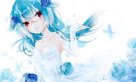 Download Anime Bride With Blue Hair Wallpaper