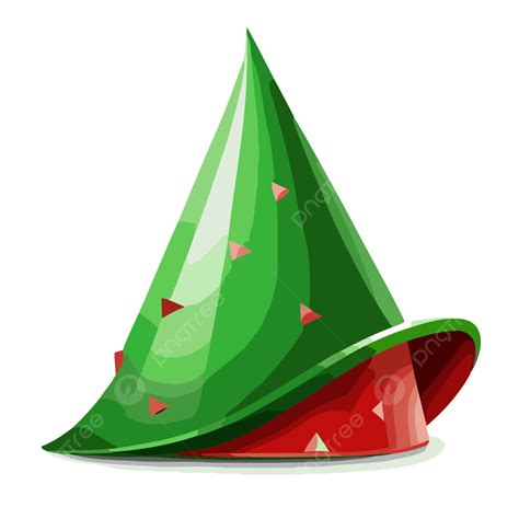 Topi Peri Natal Vektor Stiker Clipart Topi Natal Hijau Dengan Kerucut