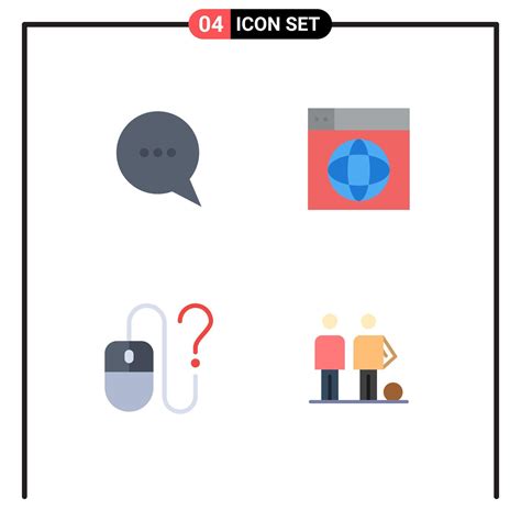 Mobile Interface Flat Icon Set Of 4 Pictograms Of Chat Contact Web Globe Info Editable Vector