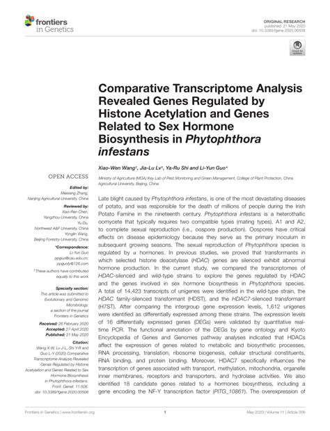 Pdf Comparative Transcriptome Analysis Revealed Genes Regulated By