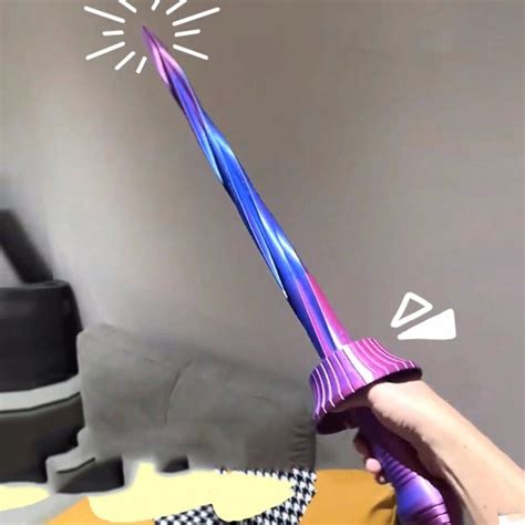 1pc 3d Printing Spiral Extendable Sword With Gravity Rotation Samurai Blade Western Sword Toy
