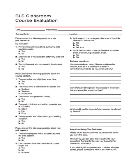 Free 6 Class Evaluation Samples In Pdf Ms Word