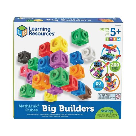 Learning Resources Mathlink Cubes Big Builders Assorted Colors 200 Pieces Set Ler 9291 Image 1