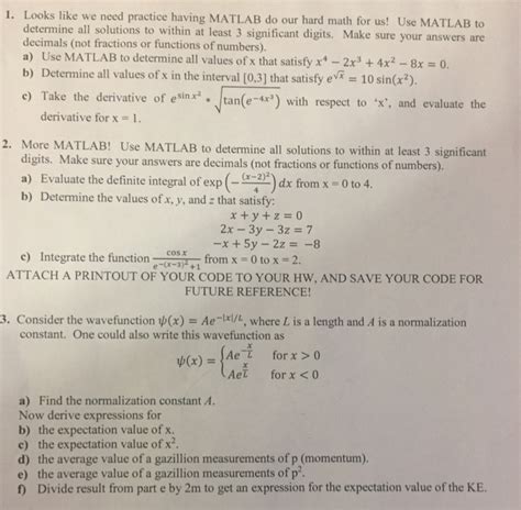 Solved 1 Looks Like We Need Practice Having Matlab Do Our
