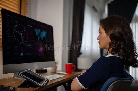 Futuristic Women Engineer Working With Holographic Augmented Reality