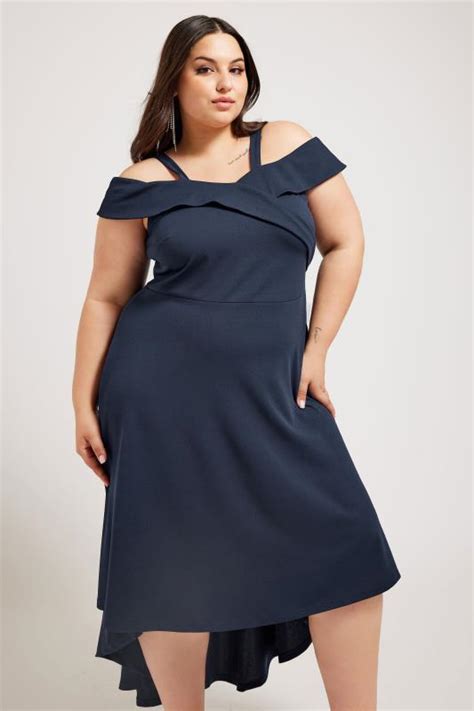 Yours London Plus Size Navy Blue Lace Wrap Midi Dress Yours Clothing
