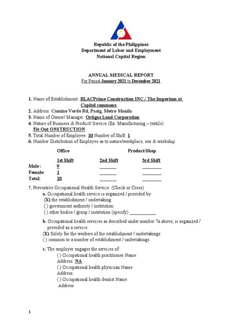 Amr Annual Medical Report Pdf Physical Examination Occupational