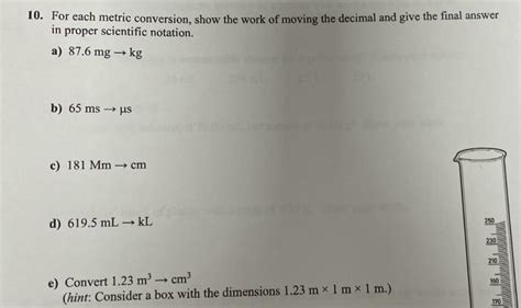Solved For Each Metric Conversion Show The Work Of Chegg