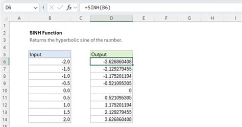 excel sinh function exceljet