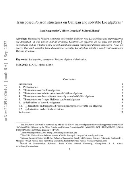 Pdf Transposed Poisson Structures On Galilean And Solvable Lie Algebras