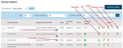 Manage Snippets Xyzscripts Help