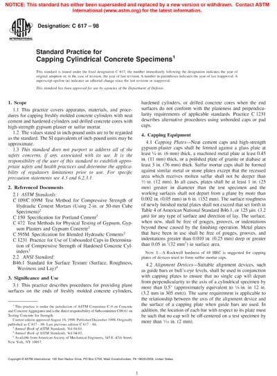 Astm C Standard Practice For Capping Cylindrical Concrete Specimens