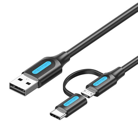 Cablu Usb In Usb La Usb C Micro B Usb Vention Cqdbf M Negru