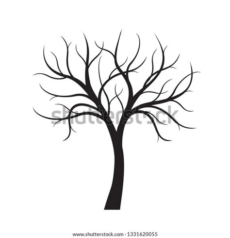 Black Naked Tree On White Background Stock Vector Royalty Free Shutterstock