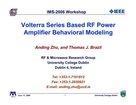 Pdf Volterra Series Based Rf Power Amplifier Behavioral Modeling