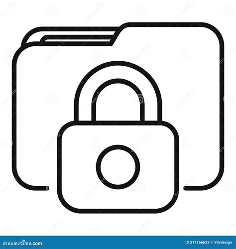 Locked Data Folder Icon Outline Vector Copyright Protection Stock