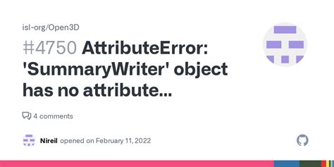 Attributeerror Summarywriter Object Has No Attribute Add3d · Issue 4750 · Isl Orgopen3d