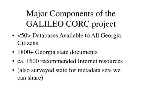 Ppt Galileo Corc Project Powerpoint Presentation Free Download Id