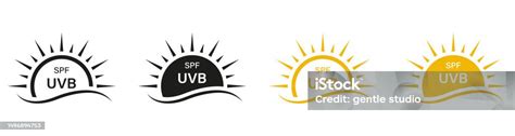 Uv Uvb 피부 보호 블록 태양 복사 픽토그램 세트 자외선 차단 Spf 보호 아이콘입니다 자외선 차단 크림 라벨 자외선 차단제