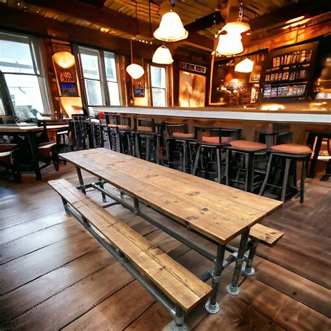 Industrial Pub Table And Integrated Benches The Hayes Robert Rose