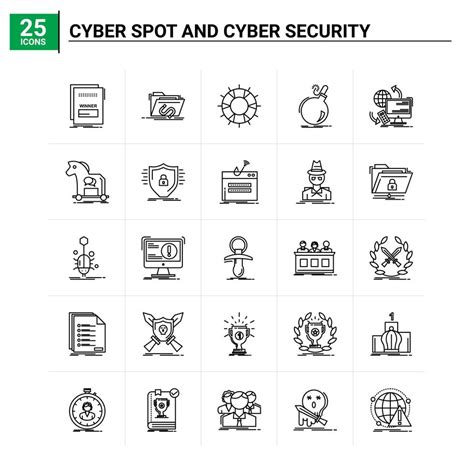 25 Cyber Spot And Cyber Security Icon Set Vector Background 17973100 Vector Art At Vecteezy