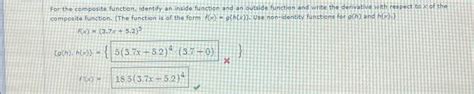 solved for the composite function identify an inside