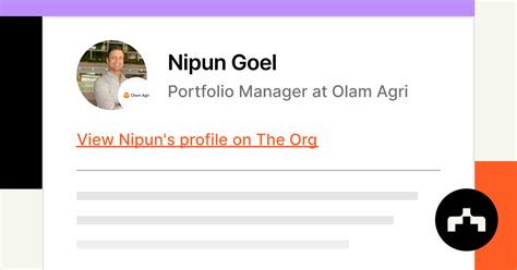 Nipun Goel Portfolio Manager At Olam Agri The Org
