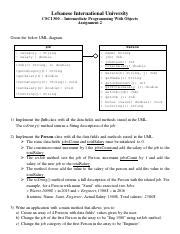 CSCI Assignment Pdf Lebanese International University CSCI Intermediate Programming