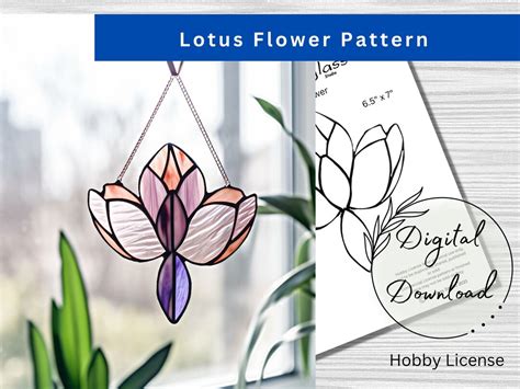 Stained Glass Lotus Flower Pattern For Download Retro Flower Pattern