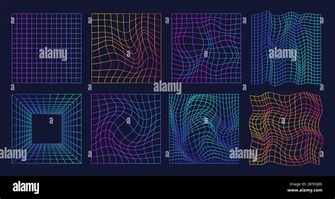 Warped Retro Grid Nft Cyber Gravity Grids Warp Tunnel Retrowave 80s Colors Neon Prism