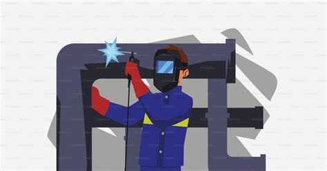 가스 파이프라인과 물 공급을 위한 용접기가 있는 배너 야금 산업 흰색 배경에 분리된 평면 만화 벡터 그림 용접 작업 엠블럼 요소 벡터 Unsplash의 금속