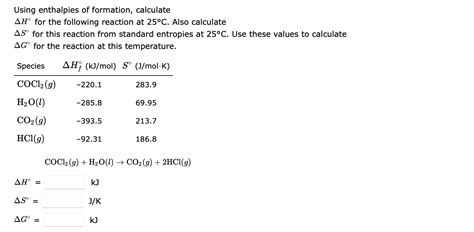 Solved Using Enthalpies Of Formation Calculate Δh∘ For The