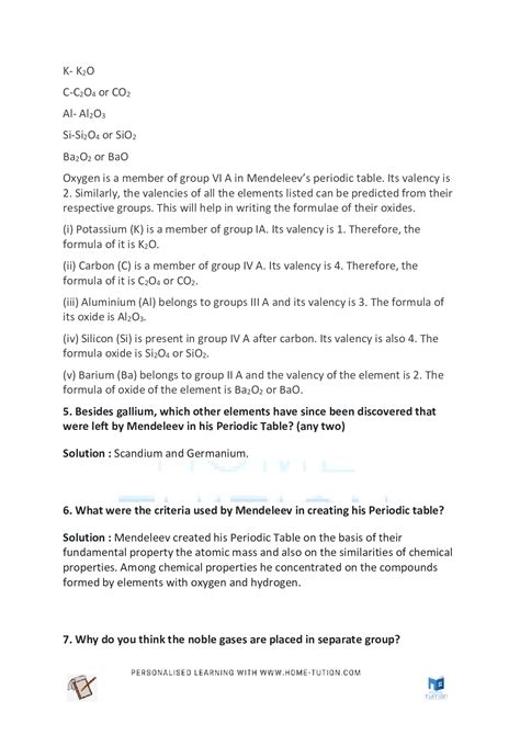 NCERT Solutions For Class 10 Science Chapter 5 Periodic Classification Of Elements