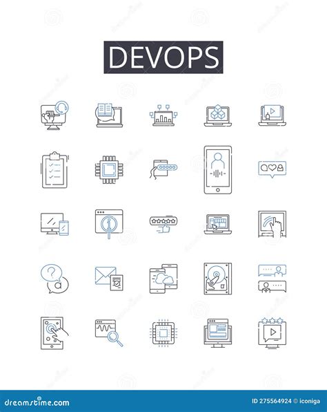 Devops Line Icons Collection Agile Development Cloud Computing Digital Transformation