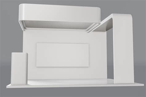 모형 및 기업 아이덴티티를 위한 전시 스탠드 디스플레이 디자인 3d 부스 디자인 소매 부스 프리미엄 사진