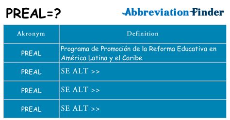 Hvad er PREAL? -PREAL definitioner | Forkortelse Finder