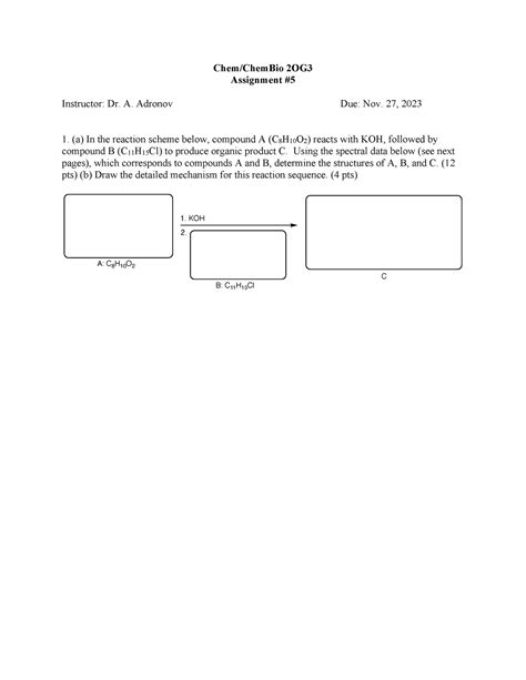 Assignment 5 2023 Chem Chembio 2og 3 Assignment 5 Instructor Dr