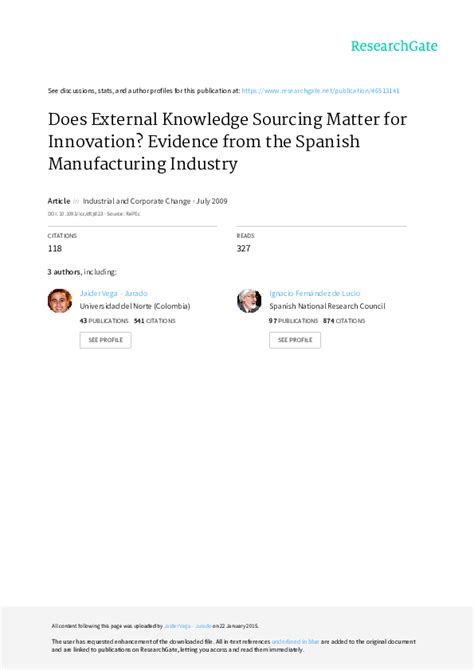 (PDF) Does external knowledge sourcing matter for innovation? Evidence ...